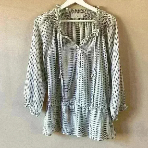 LOFT | Tops | Loft Womens Lightweight Blouse V Neck Ruffle Bottom Small ...